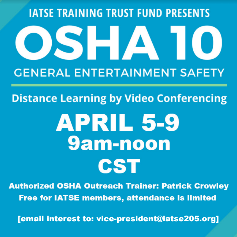 OSHA-10 Training April 5-9th | IATSE Local 205 (Old Website)
